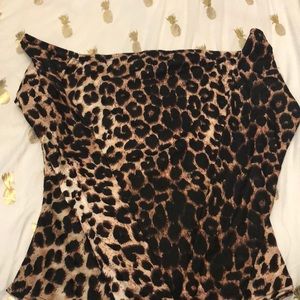 Tops | Leopard Print Off The Shoulder Bodysuit | Poshmark